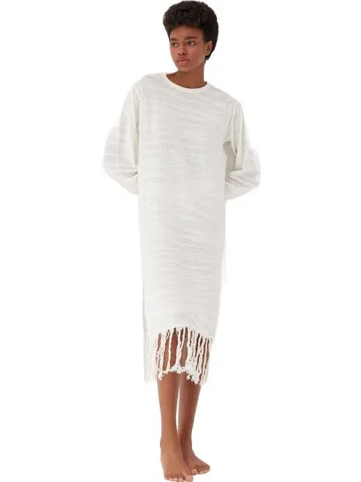 LABECA LONDON Margi Cotton Textured Fringe Dress - Ecru