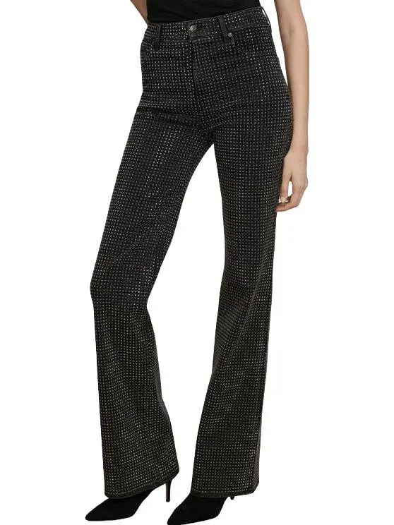 Veronica Beard Crosbie Crystal-embellished High-waist Jeans - Washed Onyx