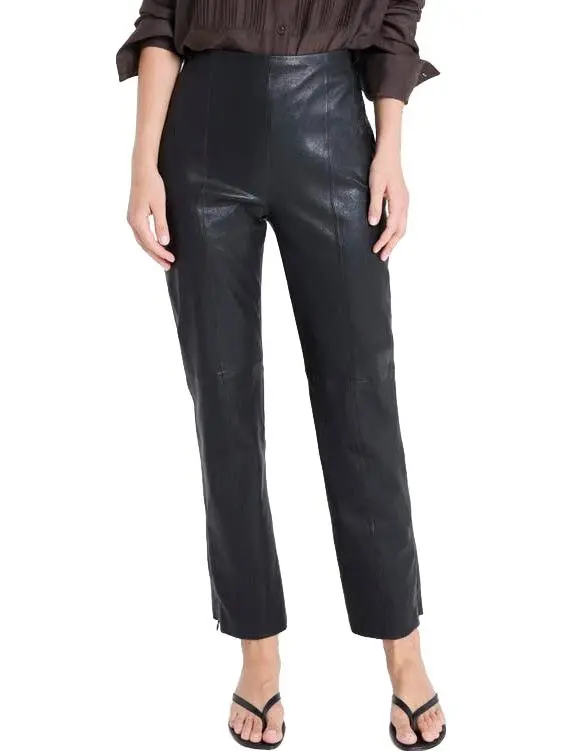 TWP Logan Tapered Ankle Leather Pants - Black