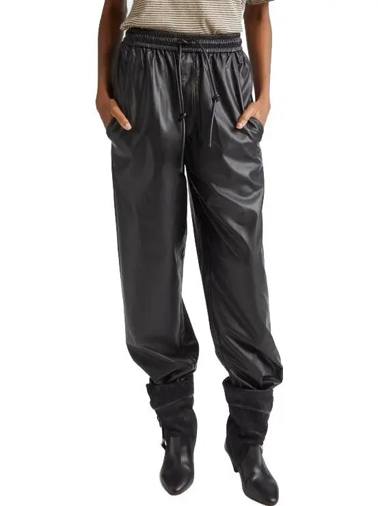 Isabel Marant Nereane Faux Leather Drawstring Pants - Black