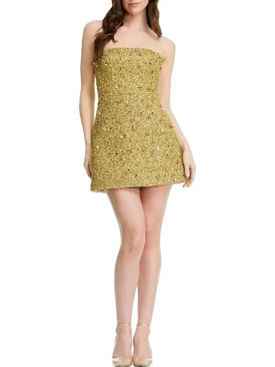 Dress The Population Sequin Strapless Mini Dress - Gold Multi