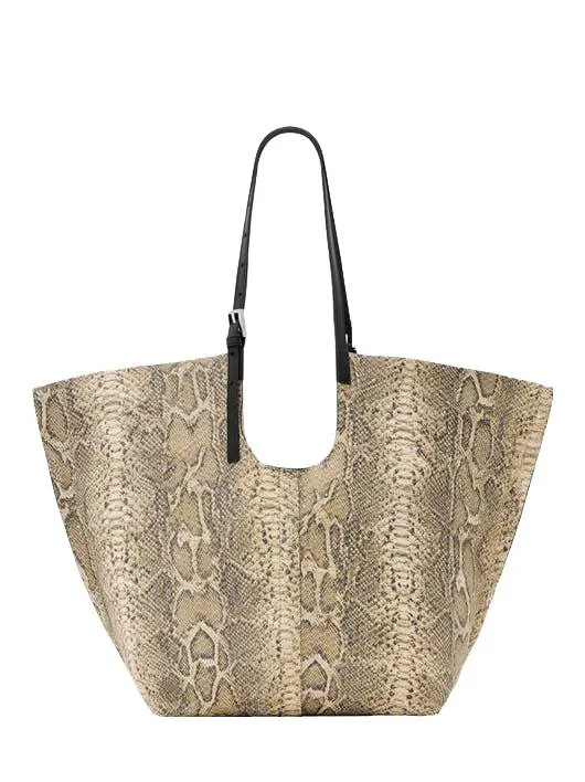 ALLSAINTS Ara East/west Snakeskin Embossed Leather Tote - Desert White