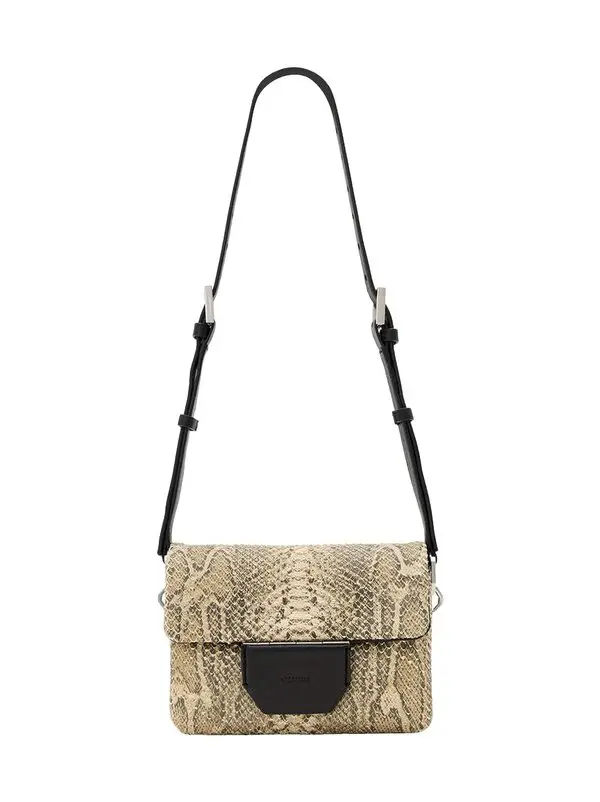 ALLSAINTS Snakeskin Embossed Leather Crossbody Bag - Desert White