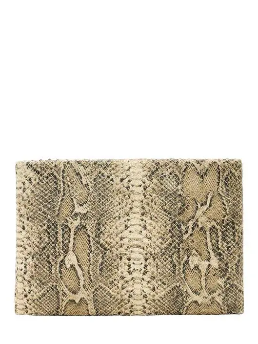ALLSAINTS Bettina Snakeskin Embossed Leather Clutch - Desert White