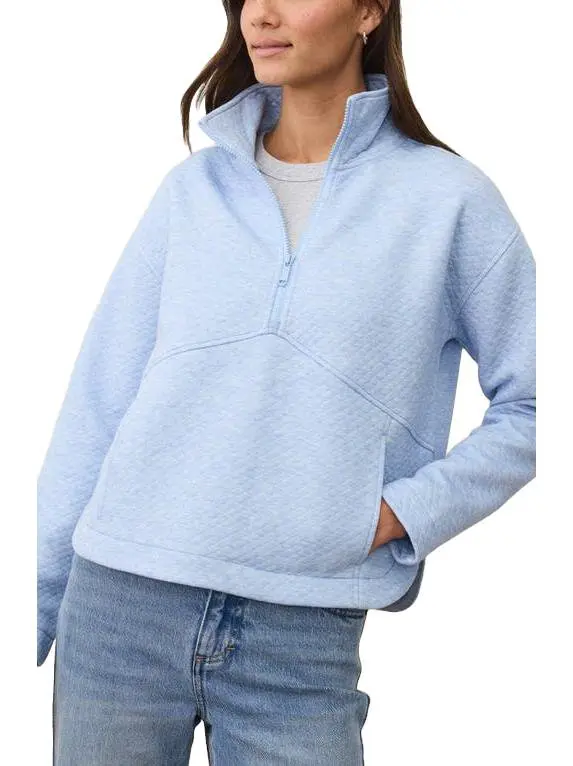 Marine Layer Corbet Quilted Half-zip Sweatshirt - Soft Chambray