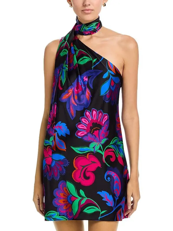 Ramy Brook Dolly Silk Blend Mini Dress - Black Multi Floral