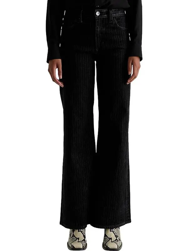 Ag Mid-rise Flocked Velvet Pinstripe Wide Leg Jeans - Dress It Up