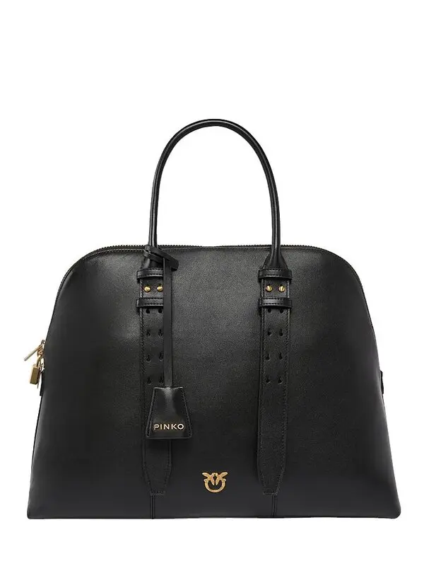Pinko Vitello Leather Bowling Bag - Black