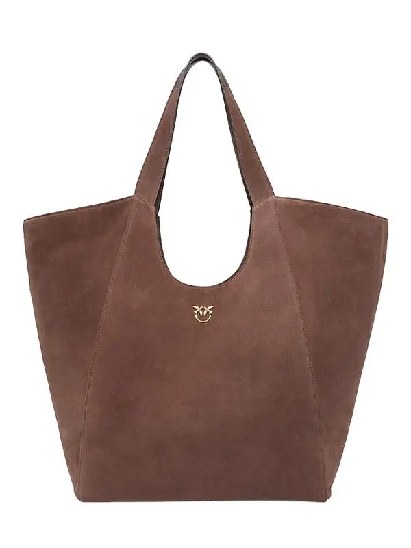 Pinko Large Suede Tote - Matt Gold Brown