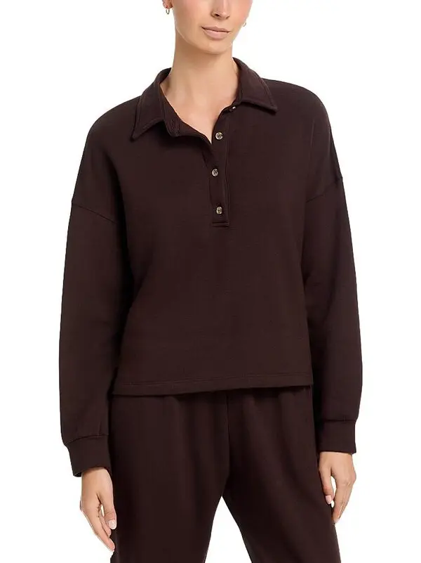 Velvet By Graham & Spencer Marian Polo Sweatshirt - Chocolate