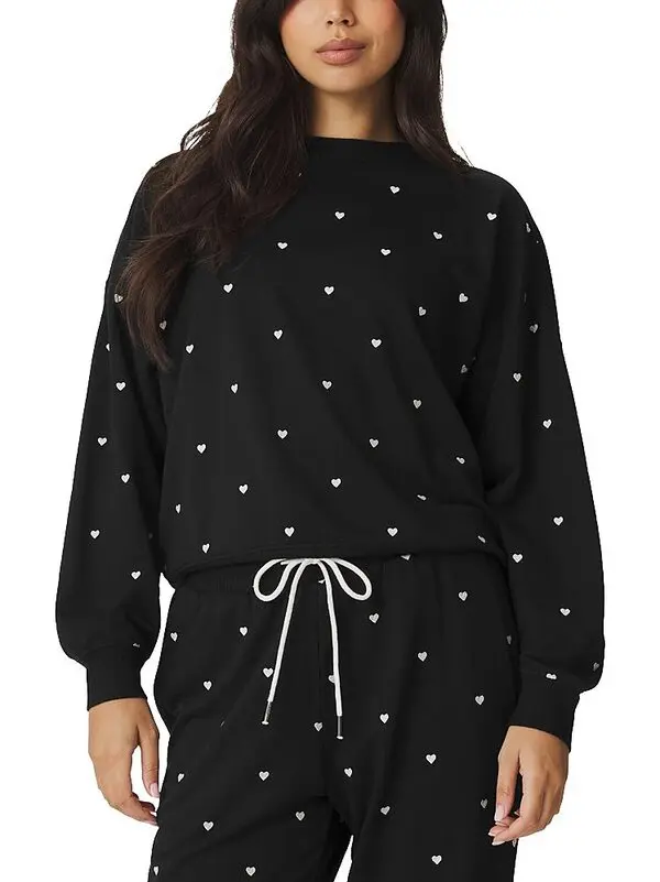 Splendid Embroidered Sweatshirt - Black/ivory