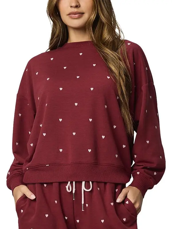 Splendid Embroidered Sweatshirt - Rose/white