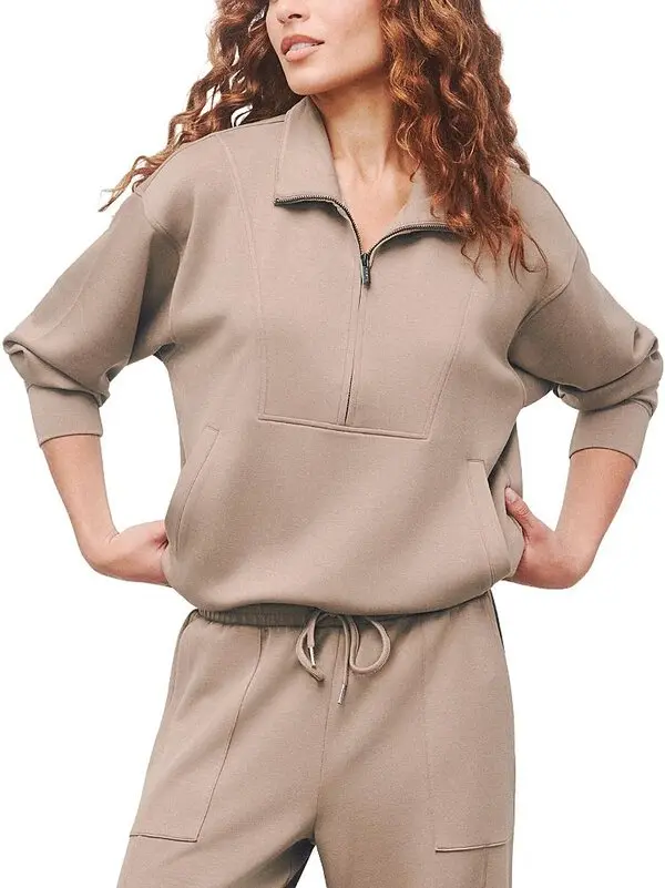 Splendid Scubasoft Quarter Zip Sweatshirt - Wicker