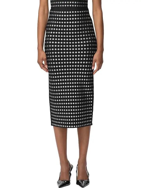 Herve Leger Carina Foil Grommet Print Skirt - Black