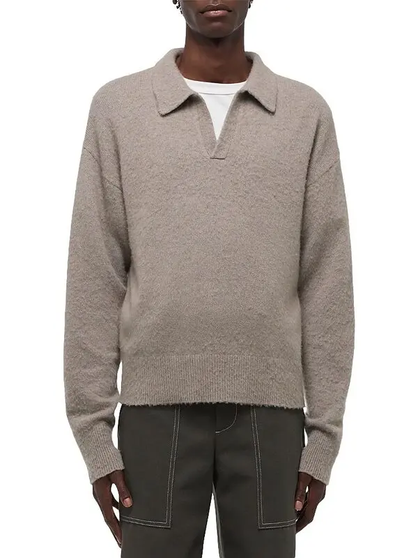 Helmut Lang Brushed Open Collar Polo Sweater - Fog