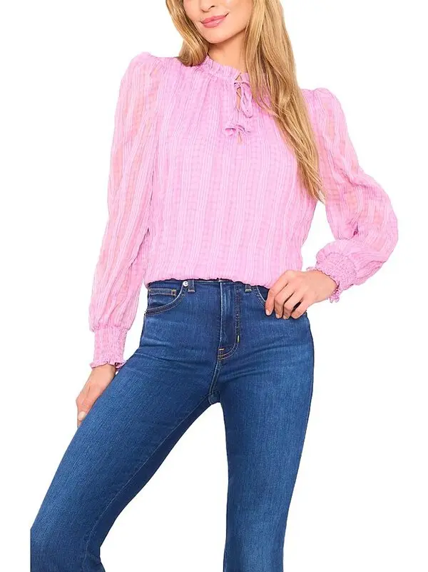 CECE DUPRAZ Smocked Cuff Ruffle Blouse - Pink Horizon