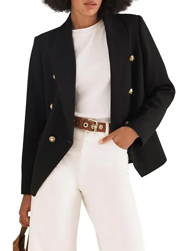 Mint Velvet Double Breasted Blazer - Black