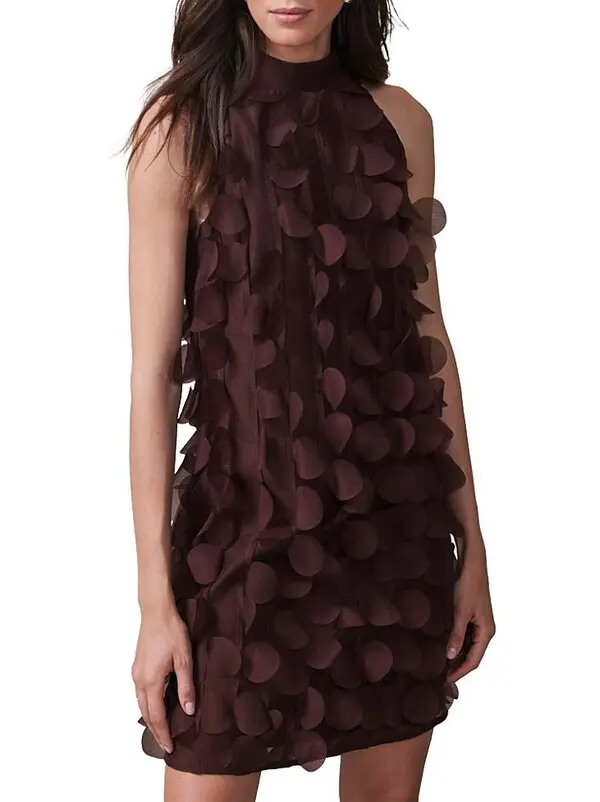 Mint Velvet Applique Mini Shift Dress - Burgundy