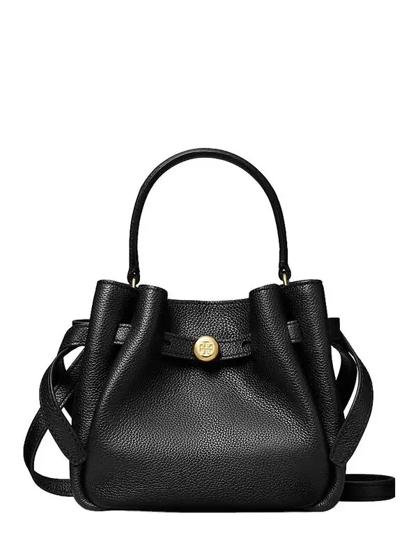 Tory Burch Romy Mini Leather Bucket Bag - Black Leather