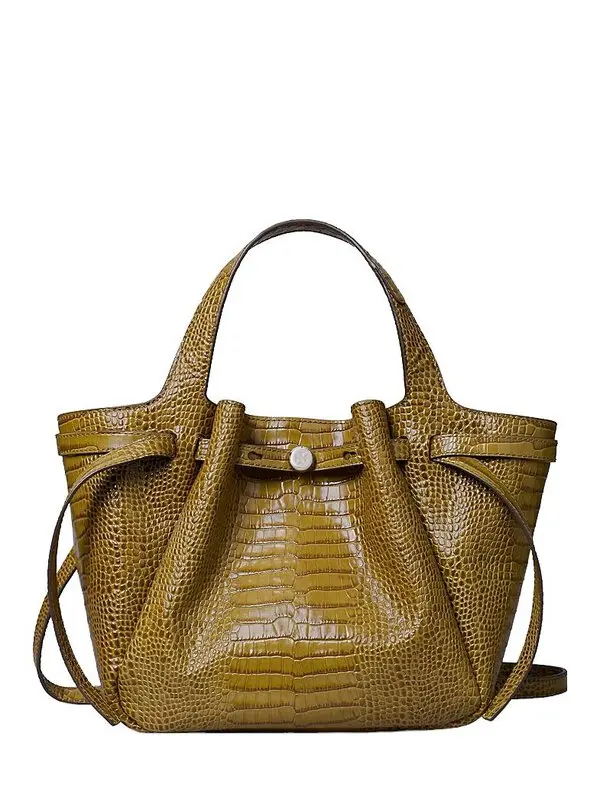 Tory Burch Romy Croc Leather Small Tote - Shroom