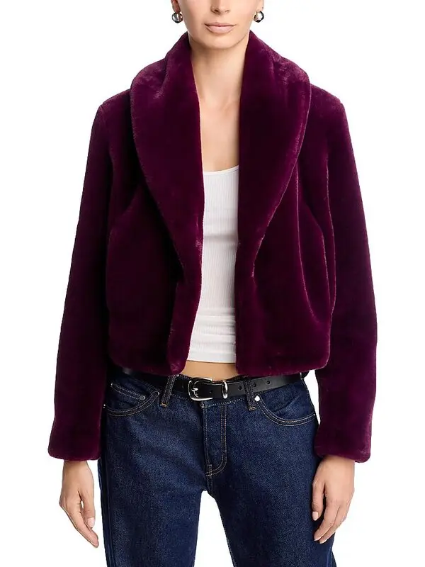 Blanknyc Shawl Collar Faux Fur Coat - Dry Martini