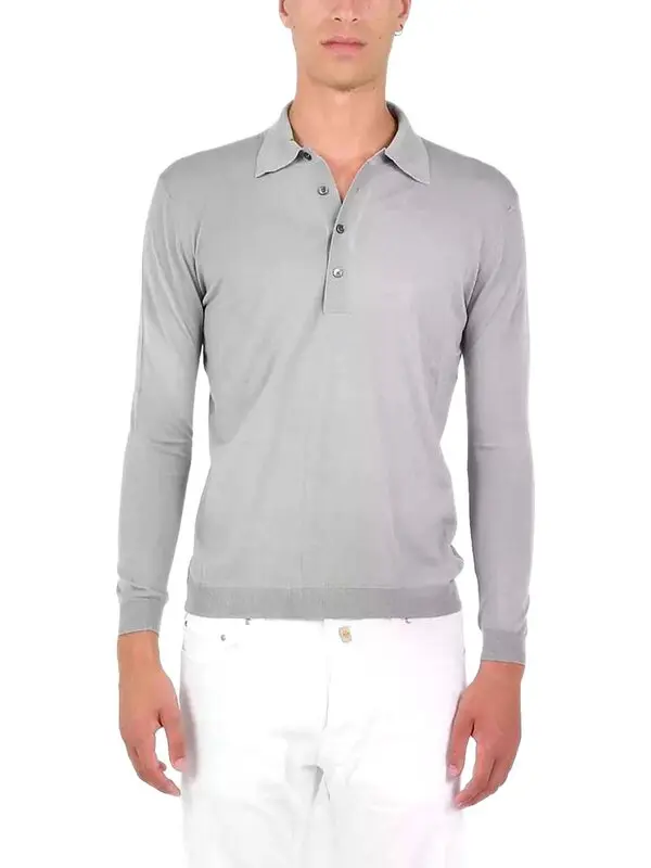 LOW BRAND Long-sleeve Polo Shirt - Grey