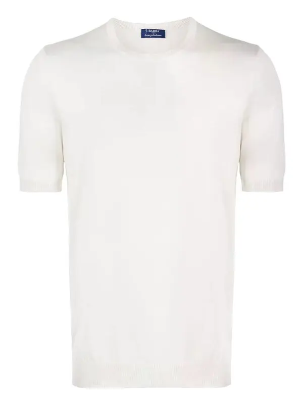 BARBA NAPOLI Knitted Plain T-shirt - Neutrals