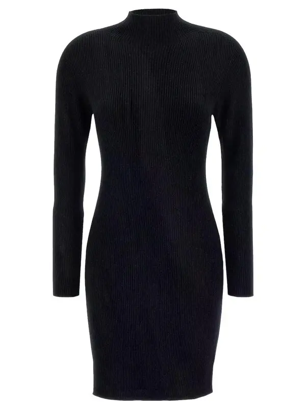 Max Mara Ribbed Mock-neck Mini Dress - Black