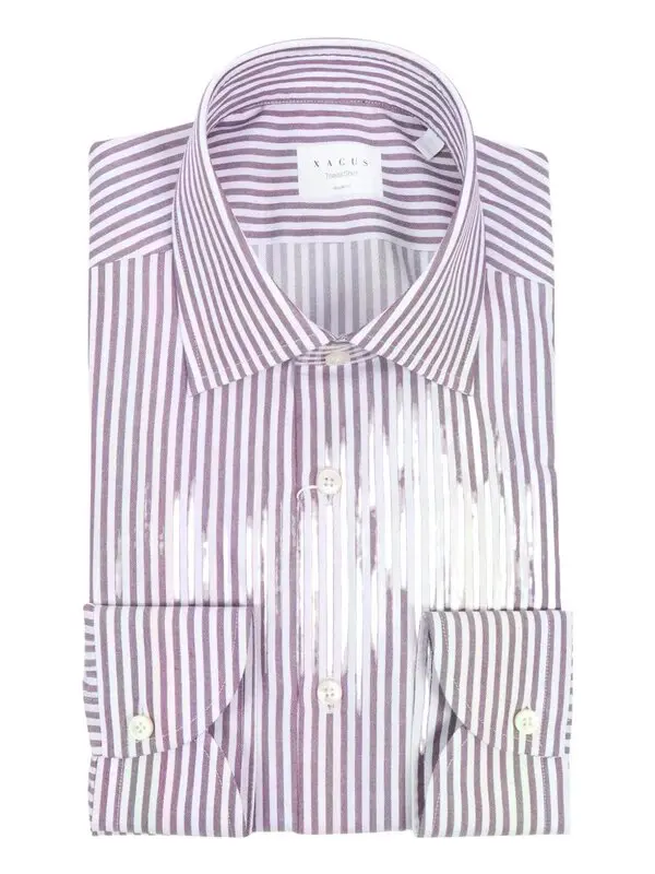 XACUS Striped-pattern Long-sleeve Shirt - White