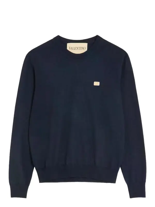 Valentino Garavani Vlogo Patch Wool Sweater - Blue