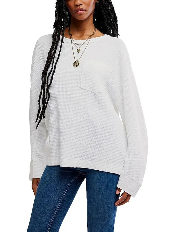 Free People Dawson Pocket Thermal Tee - Clean Ivory