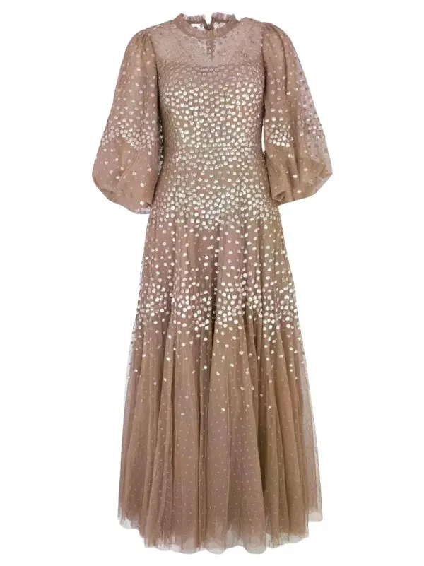 NEEDLE & THREAD Sequin-embellished Midi Dress - Neutrals