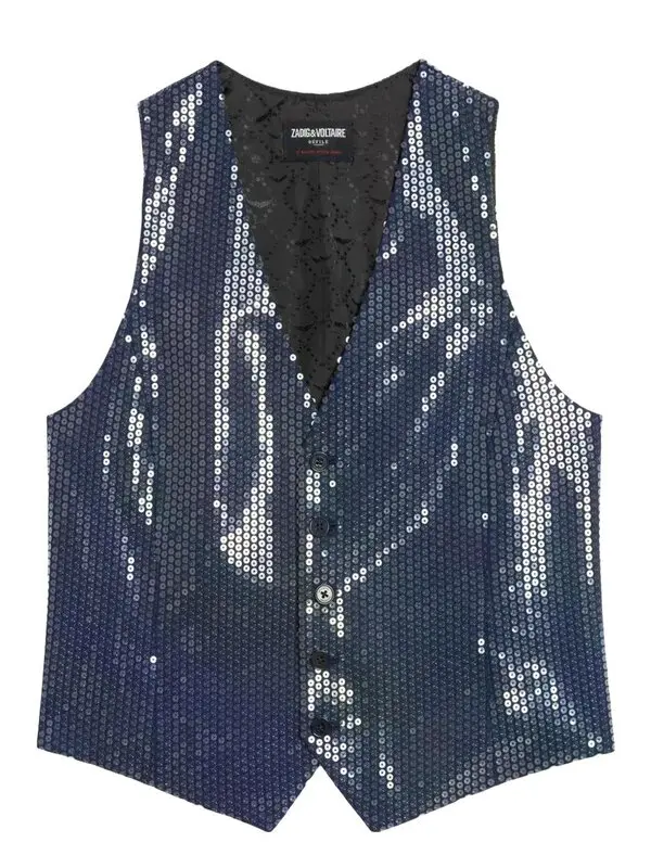 Zadig&Voltaire Sequin Embellished Waistcoat - Blue