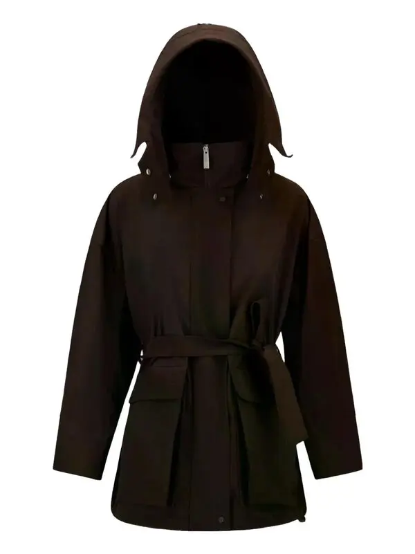 Herno Hooded Belted Jacket - Brown