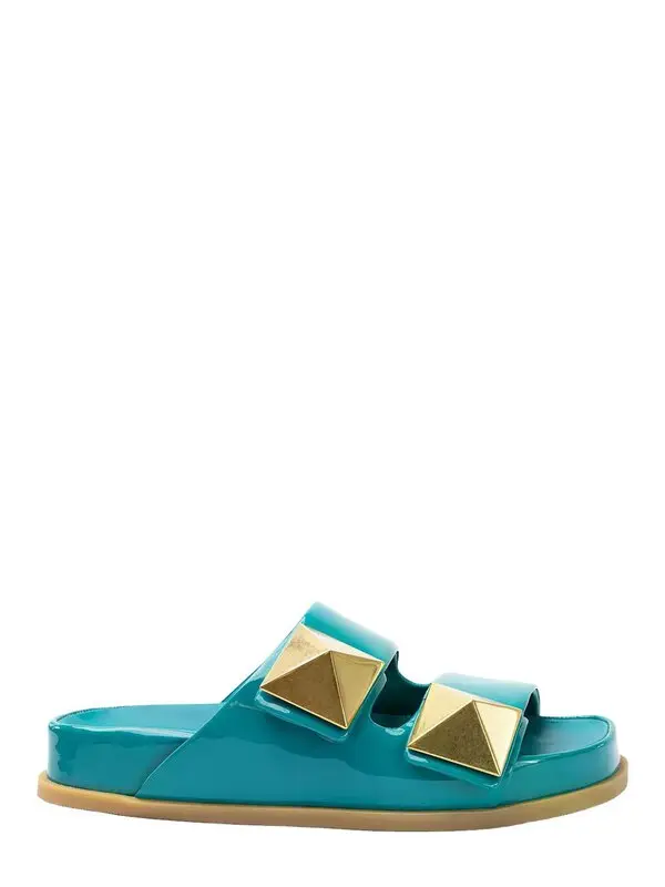 Valentino Garavani Pyramid Stud-embellishment Slides - Blue