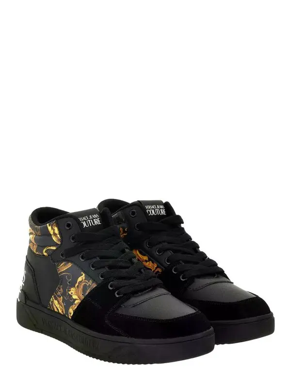 Versace Barocco-print High-top Sneakers - Black