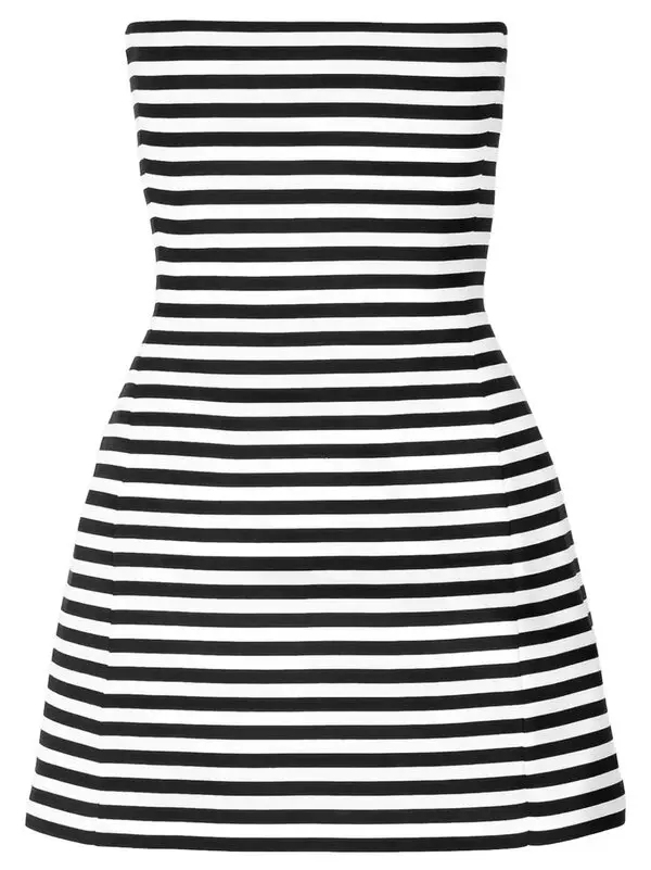 IOANA CIOLACU Striped Strapless A-line Mini Dress - White
