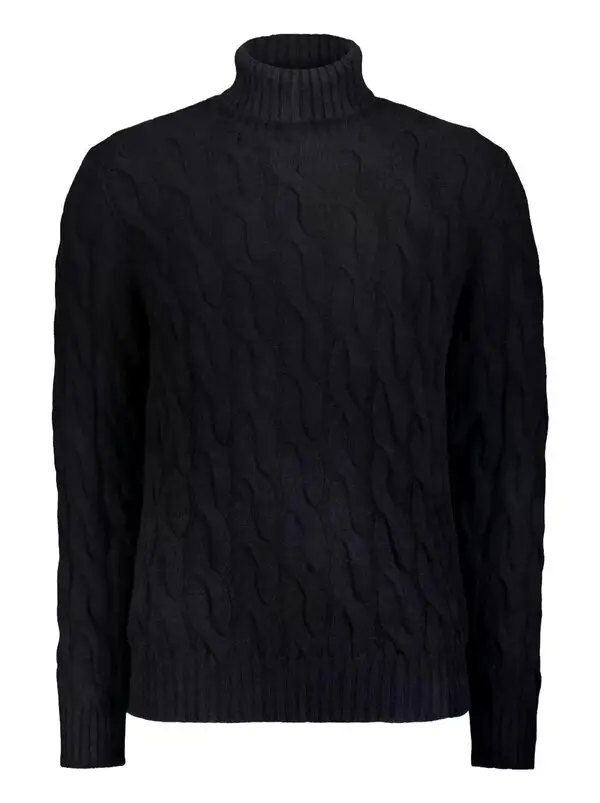 MOORER Gordon Cable-knit Roll-neck Sweater - Blue
