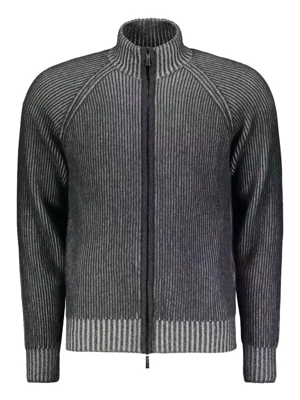 MOORER Dean Ribbed Zip-up Sweater - Grey