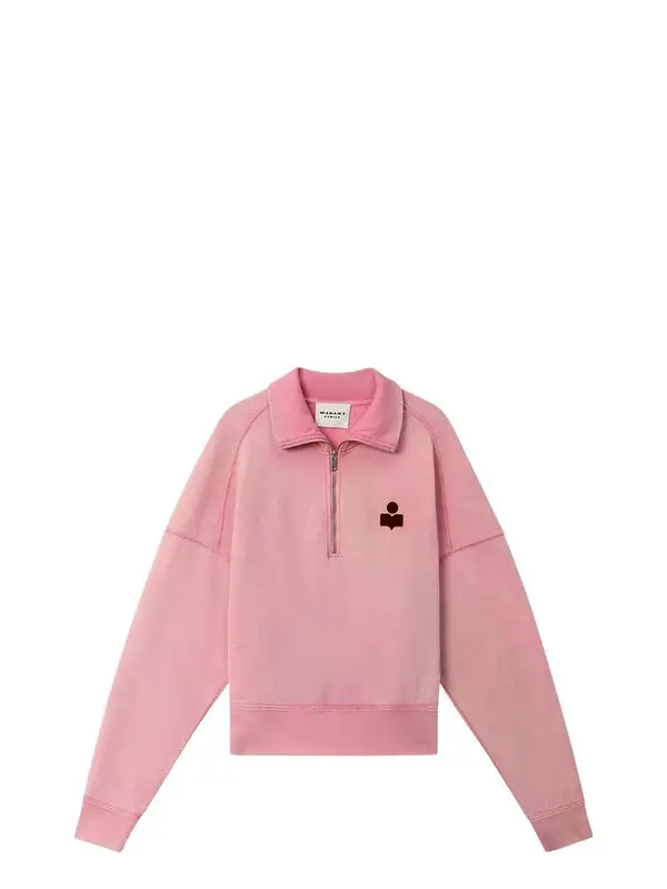 MARANT ETOILE Ross Zip Logo Sweatshirt - Pink