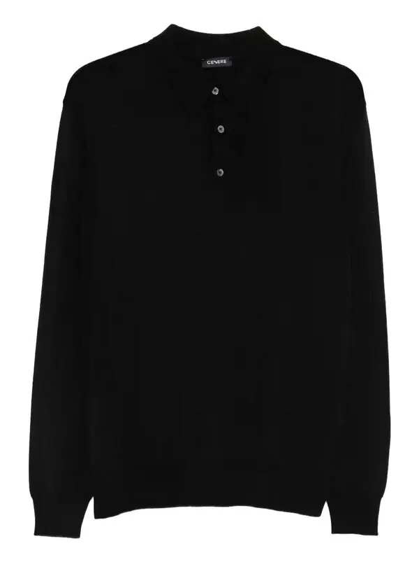 CENERE GB Buttoned Polo Shirt - Black