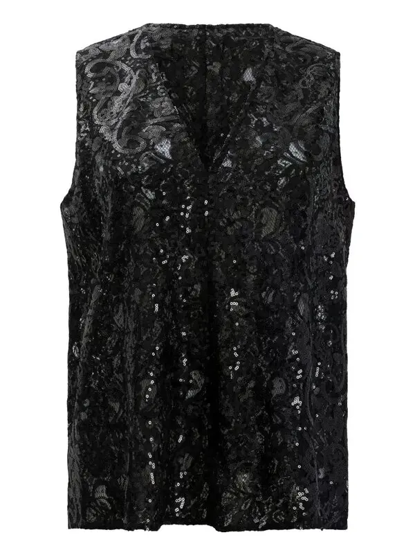 F.IT Sequin V-neck Top - Black