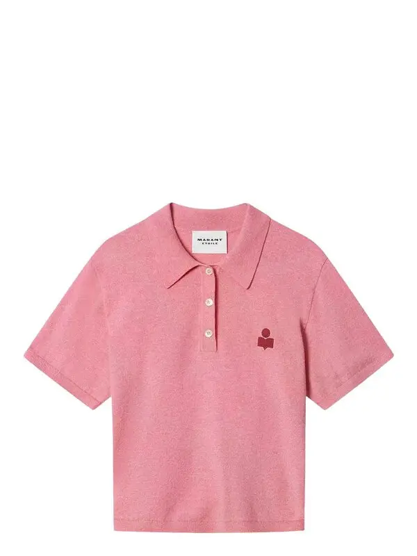 MARANT ETOILE Althea Buttoned Logo Polo Top - Pink