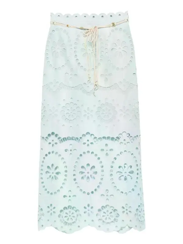 Zimmermann Awaken Embroidered Midi Skirt - Blue