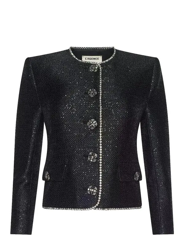 L'Agence Zell Sequined Jacket - Black