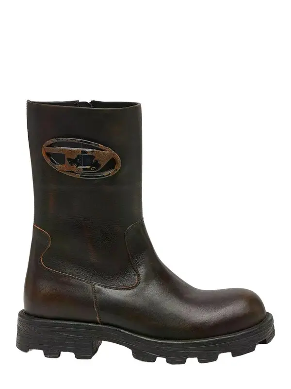 DIESEL® D-hammer Logo-plaque Biker Boots - Brown