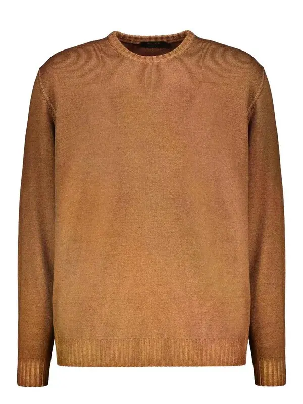 MOORER Long-sleeved Round-neck Sweater - Brown