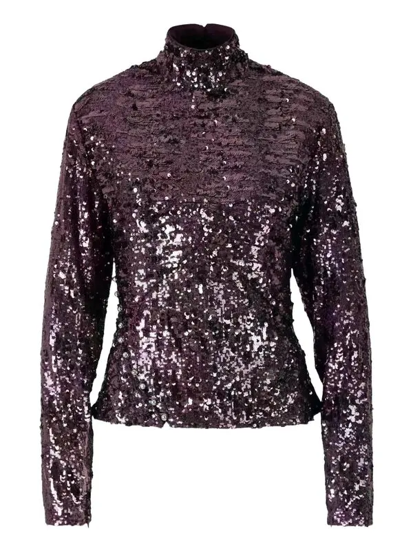 Rabanne Sequin-detail Long-sleeve Top - Purple