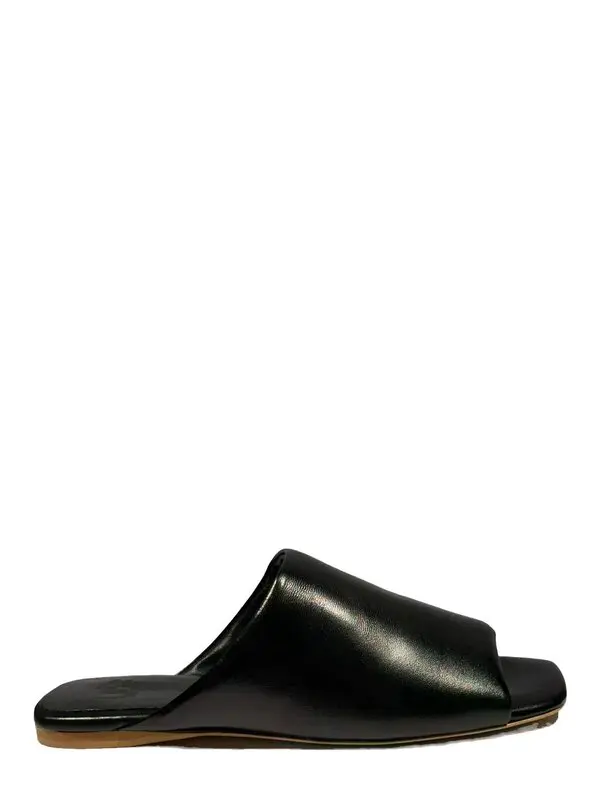 LA ROSE Nappa Sabot Sandals - Black