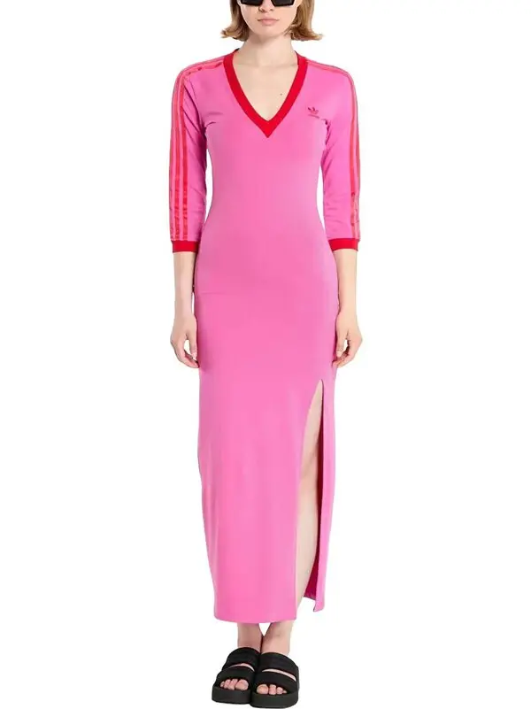 Adidas 3-stripes V-neck Midi Dress - Pink